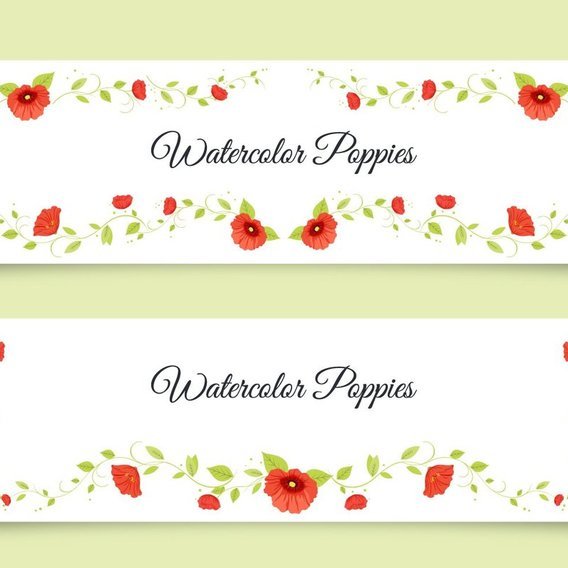Watercolor Poppy Banners - 10114 - Dryicons