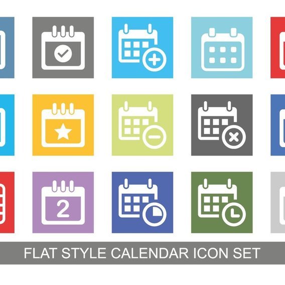 Colorful Flat Style Calendar Icon Set - 10158 - Dryicons