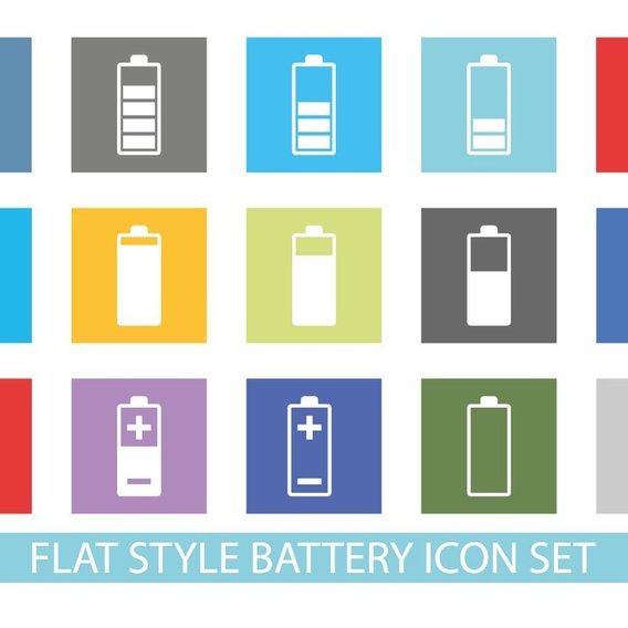 Flat Colorful Battery Icon Set - 10181 - Dryicons