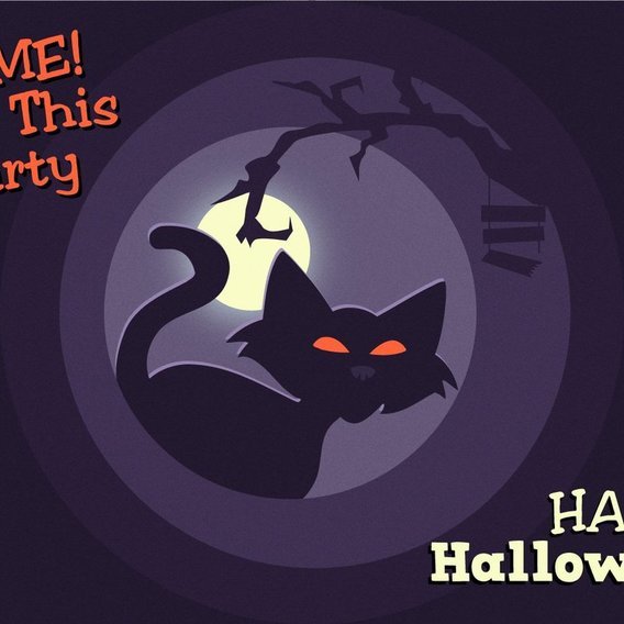 Black Cat Halloween Poster - 10331 - Dryicons