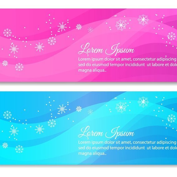 Pink And Blue Snowflake Vector Banners - 10360 - Dryicons