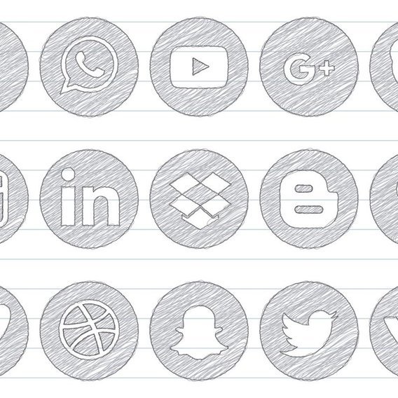 Scribble Social Media Icon Set - 10769 - Dryicons
