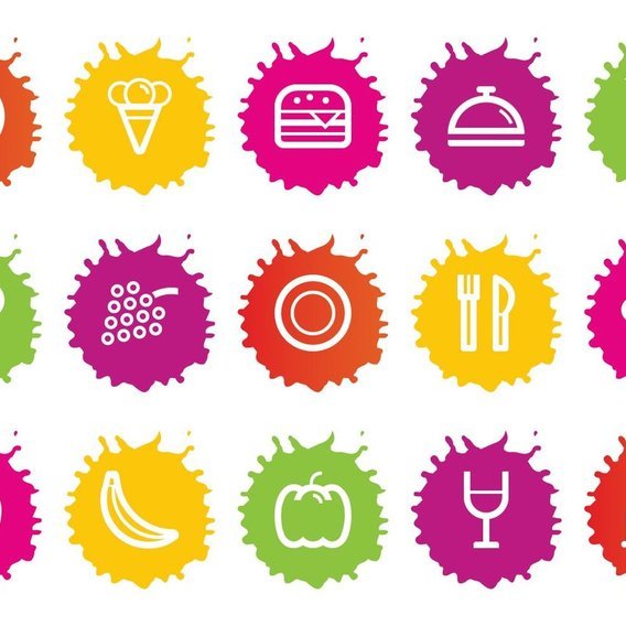 Colorful Splash Style Food Icons - 10795 - Dryicons