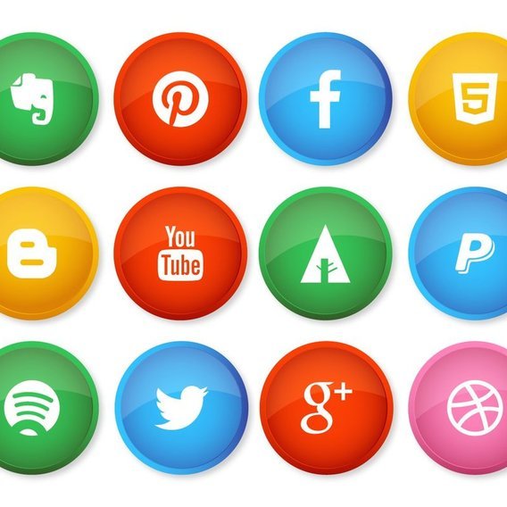 Colorful Social Media Button Style Icons - 10826 - Dryicons