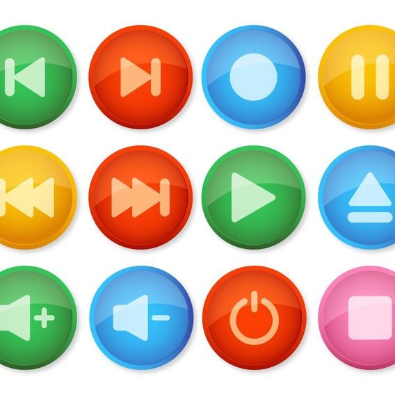Colorful Media Player Button Icon Collection - 10838 - Dryicons