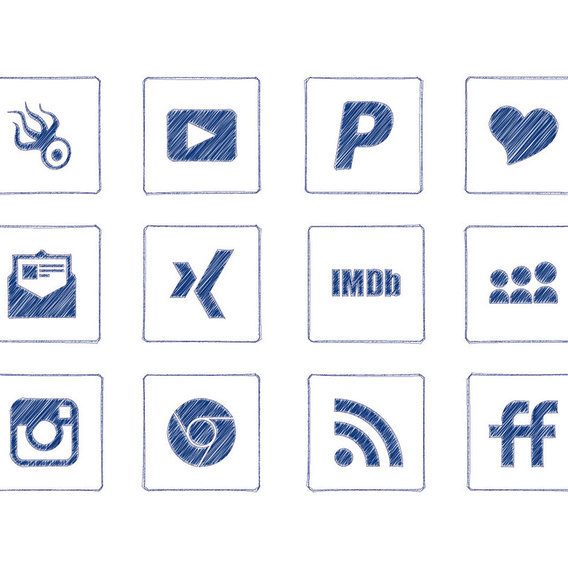 Scribble Style Social Media Icon Collection - 10934 - Dryicons